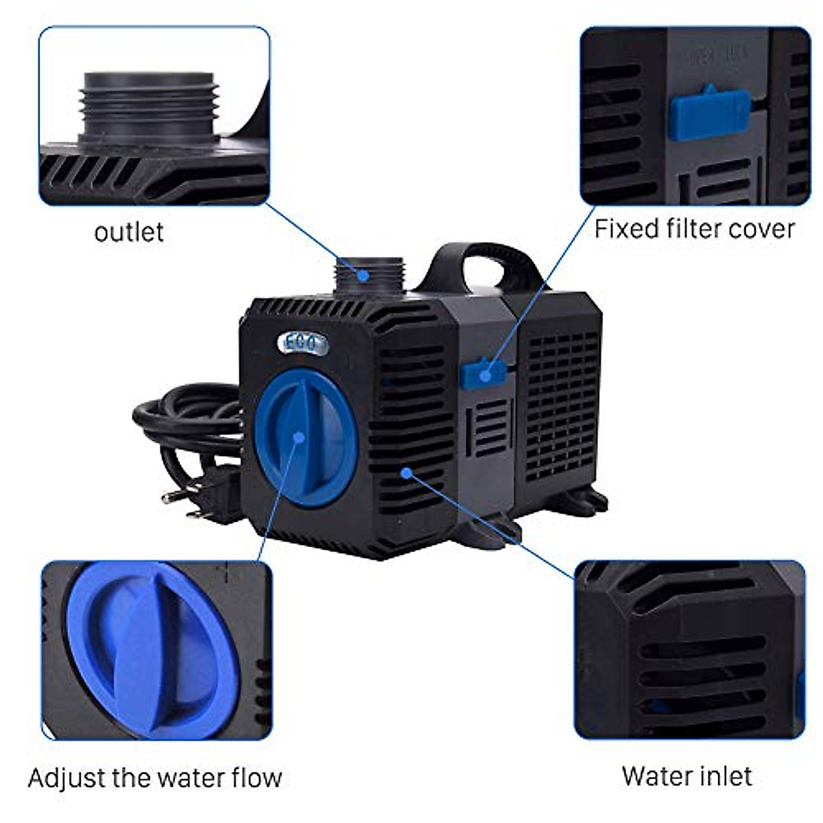 1375GPH Adjustable Flow Submersible Frequency Water Pump Aquarium Fish Pond Hydroponics