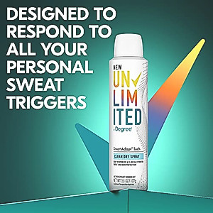Degree Unlimited Antiperspirant Deodorant Dry Spray Clean 2 Count Long-Lasting Sweat & Odor Protection with Antiperspirant Technology SmartAdapt Tech 3.8 oz