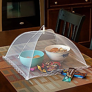 14"x14" Pop-Up Food Mesh Cover Umbrella Food Nets Screen,Reusable and Collapsible Outdoor Food Tents Protector for Parties Picnic BBQ (3 Pack)