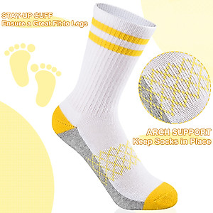Comfoex Boys Crew Socks Half Cushioned Athletic Socks Cotton Calf Socks For Big Little Kids 6 Pairs