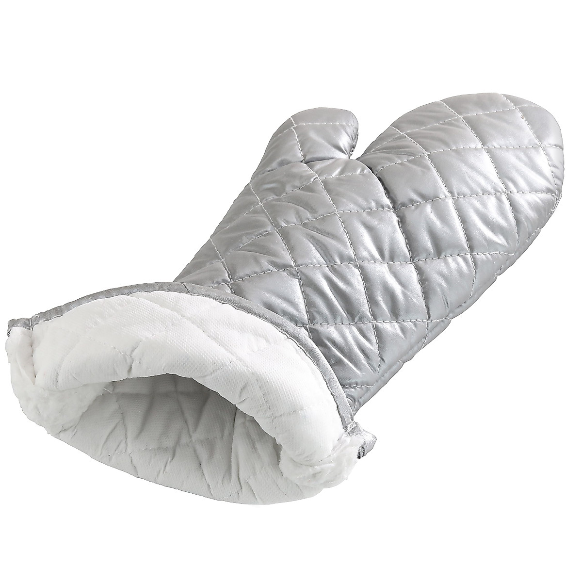 New Star Foodservice 32086 Interwoven Cloth/Silicone Oven Mitts, up to 400F, 15-Inch, Set of 2