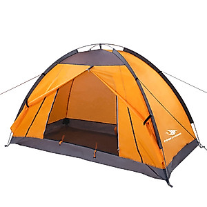 Arctic Lemmings Waterproof Single Backpack Tent with Camping Tarp, Camping Goods Set for Hiking, Outdoor Travel(Orange)