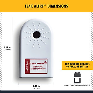 Zircon Leak Alert Water Leak Detector & Flood Sensor Alarm/Water Leak Sensor with Dual Leak Alarms 90Db Audio/Battery Powered (2 Pack) Batteries Not Included (72311) White