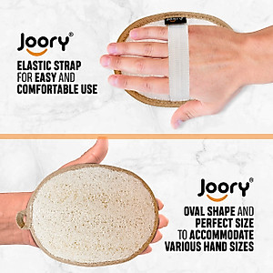 JOORY Natural Exfoliating Loofah Sponge, Egyption Body Scrubber (3 Pack), Biodegradable Shower luffa Pad