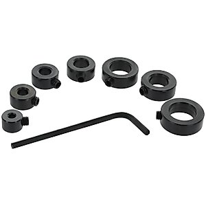Drixet Drill Stop Bit Collar Set – Kit Includes: 1/8", 3/16”, 1/4”, 5/16”, 3/8”, 7/16” and 1/2-Inch with Allen Wrench to Tighten The Stops Set-Screws (7-Piece)