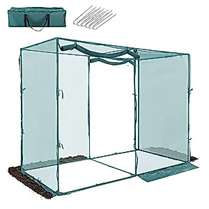 GROWNEER 4 x 8 Feet Crop Cage Plant Protection Tent with 6 Ground Staples, Storage Bag, Steel Tubes, Connectors, Suitable for Garden, Yard, Lawn