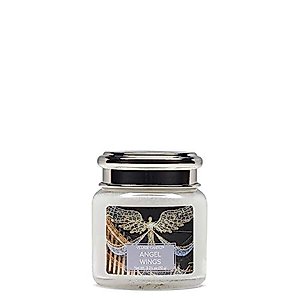 Village Candle Angel Wings, Petite Glass Apothecary Jar Scented Candle, 3.25 oz, White