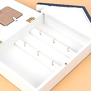 Hemoton Mediterranean Style Key Cabinet Wood Nautical Style Wall Mounted Wooden Key Holder Storage Box Cabinet Style 2