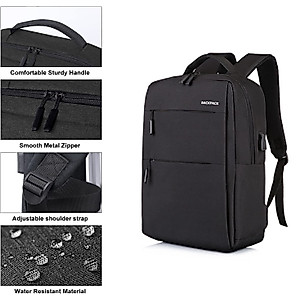 Laptop Backpack, Laptop Backpack 15.6 inch,Durable Business Travel Laptops Backpack with USB Charging Port, Water Resistant College School Computer Bag Gifts for Men & Women Fits Notebook, Black