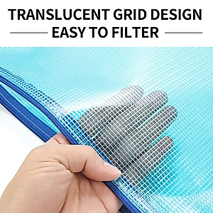 Toplive Plastic Mesh Zipper Pouch, 15 Packs (A4/A5/A6 Size,5 Colors) Waterproof Mesh Bag Document Bag File Folder for School Office Supplies