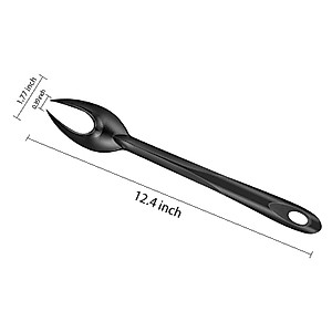 KSENDALO Plastic Cooking Meat Fork 12.4in Two Prong Kitchen Nylon Nonstick Carving Serving Fork Turning Holding Sausages Bacon Meatball etc Black