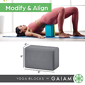 Gaiam Yoga Block - Supportive Latex-Free Eva Foam - Soft Non-Slip Surface with Beveled Edges for Yoga, Pilates, Meditation - Yoga Accessories for Stability, Balance, Deepen Stretches (Cool Mint)