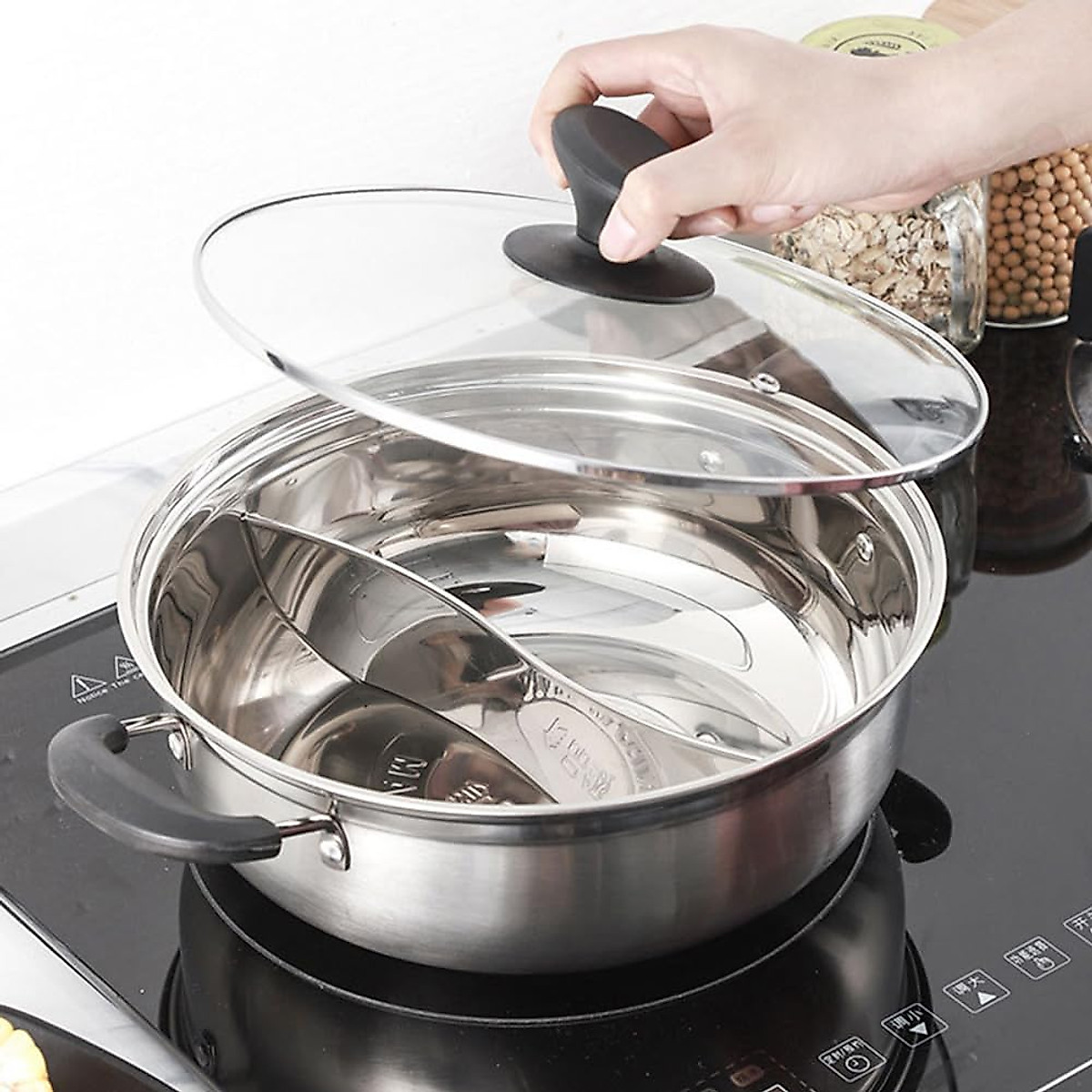 Hot Pot Household Induction Gas Cooking Pot Lid Kitchenware Shabu Shabu Stews Dishwasher Safe