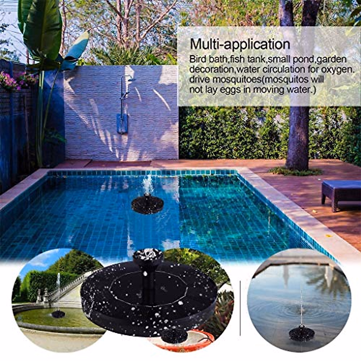 XXXDXDP Hone Decor Solar Pump Standing Floating Solar Bird Bath Water Pumps Pond Pool Garden Yard