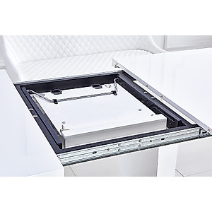 63"/78.7" Extendable Dining Table with Butterfly Leaf, High Gloss Lacquer Coating and Pedestal Base in White/Chrome