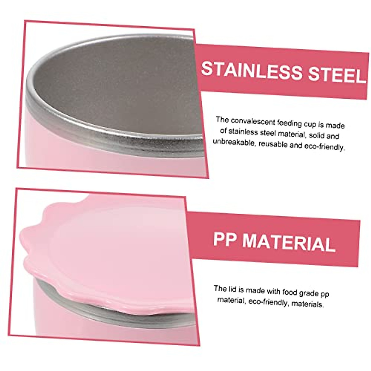 Healeved Stainless Steel Sippy Cup Stainless Steel Drinking Glasses Drinking Glasses with Lids Stainless Steel Cup Lid Sippy Bottles Sip-a-cup Dishwasher Metal Cup Disabled Elder Cup Feeder