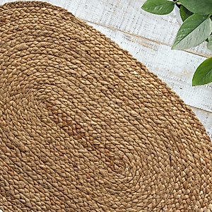 Chardin home Farmhouse Jute Braid Oval Rug | Perfect as Doormat| Great for Porch, Kitchen, Meditation mat, Study, dorms | 18x30 inch Small Artisanal Handcrafted mat