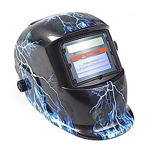UOBEKETO Solar Auto Darkening Solar Welding Helmet Arc Tig Mig Mask Weld Welder Lens Grinding Mask with Adjustable Shade Range (lightning)