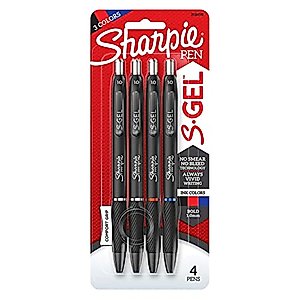 SHARPIE S-Gel Retractable Gel Pens, Bold Point, Assorted Ink, 4/Pack (2116198)