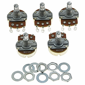 Dopro 5pcs Audio Guitar Pots Tone 500K Electric Guitar Large Pots 24mm Base with Long Split Shaft Guitar Potentiometer A500K