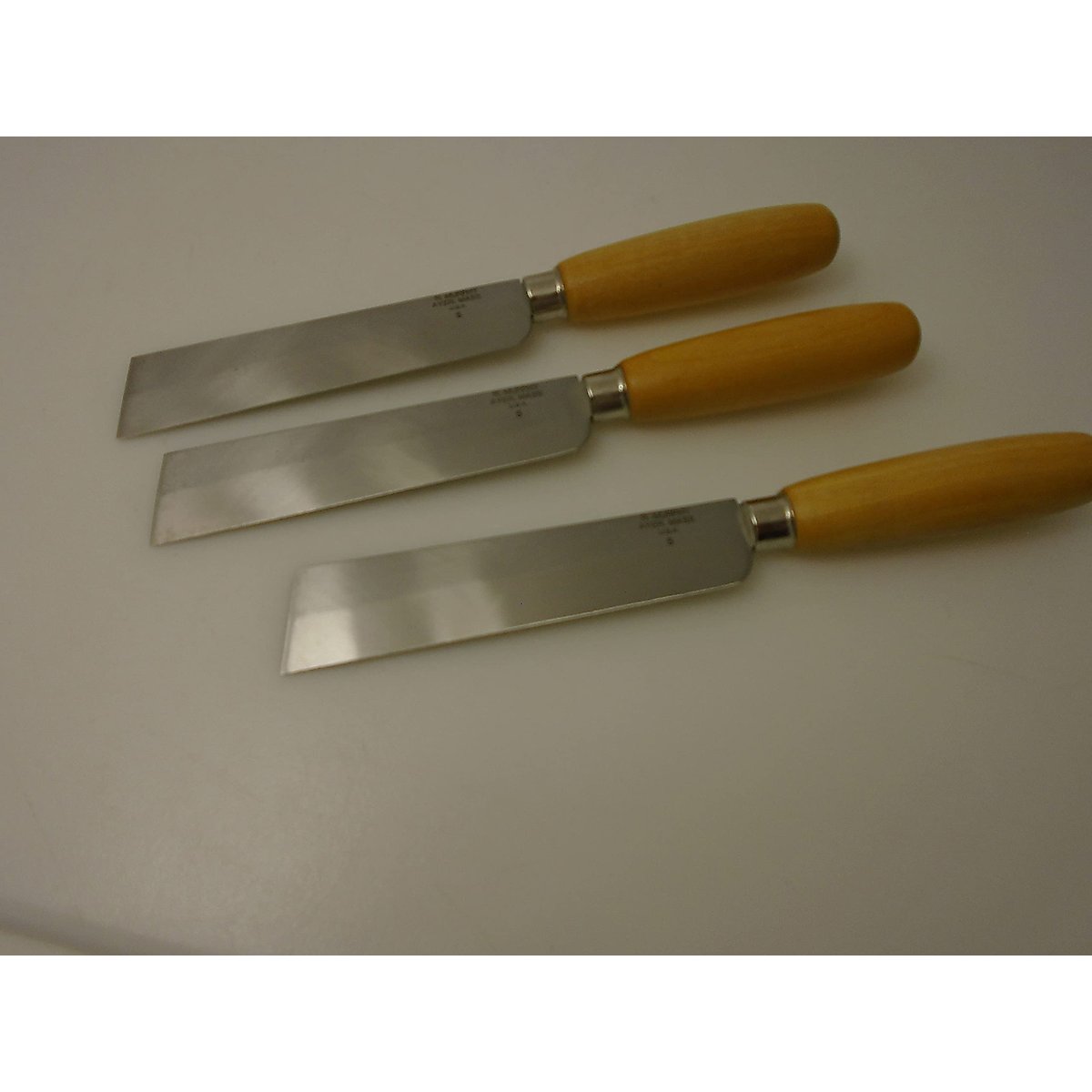 Dexter USA Set of (3) R Murphy USA #5 Square Point Rubber Knives, wood handles 5 SWRU Utility, multi use fixed blade craft knife