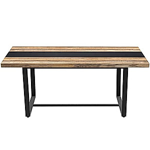 STHOUYN 71" 6ft Large Dinner Table for 6 8 Seat Dining Room Table, Rectangular Farmhouse Modern Kitchen Long Black & Brown Industrial Conference (Brown)