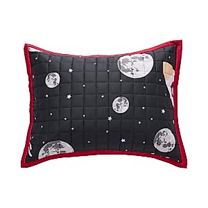 Amazon Basics Kids Cotton Reversible Quilt Bedspread - Full/Queen, Midnight Blue & Grass Green