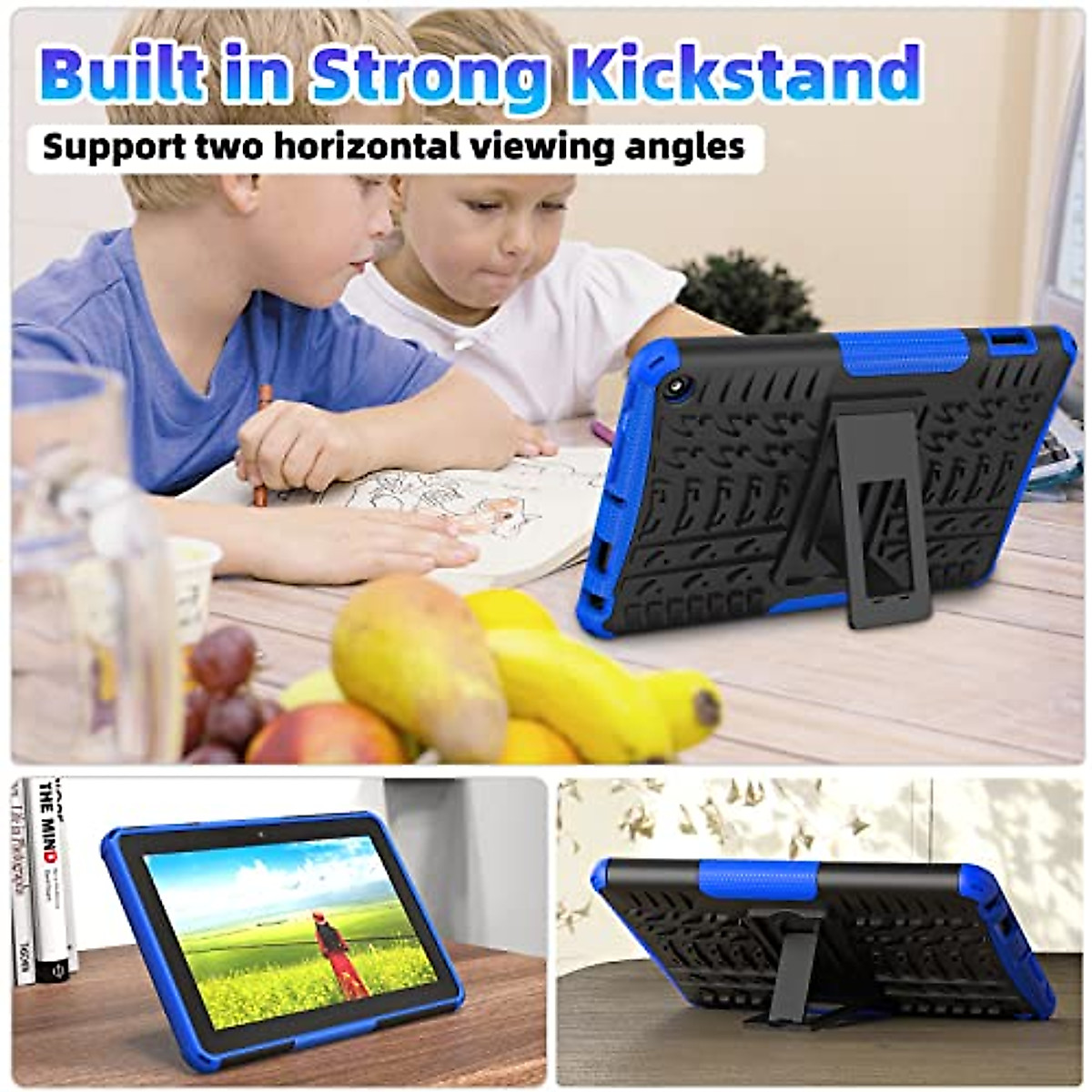 ROISKIN for Fire 7 Tablet Case 2022 12th Generation, Dual Layer Shockproof Impact Resistance Kids Fire 7 Tablet Case with Kickstand,NOT fit Prior Fire 7 inch Version 2019/2017/2015 Release