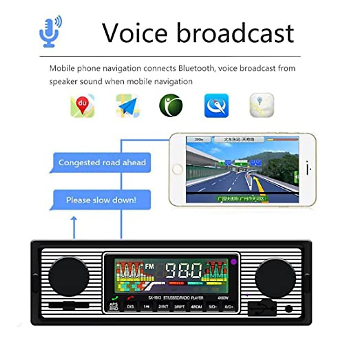 BOOMBOOST Car Stereo with Bluetooth, Car Radio with USB/SD/AUX Port, Car Audio FM Radio, Digital MP3 Player, Handsfree Calling with Wireless Remote Control