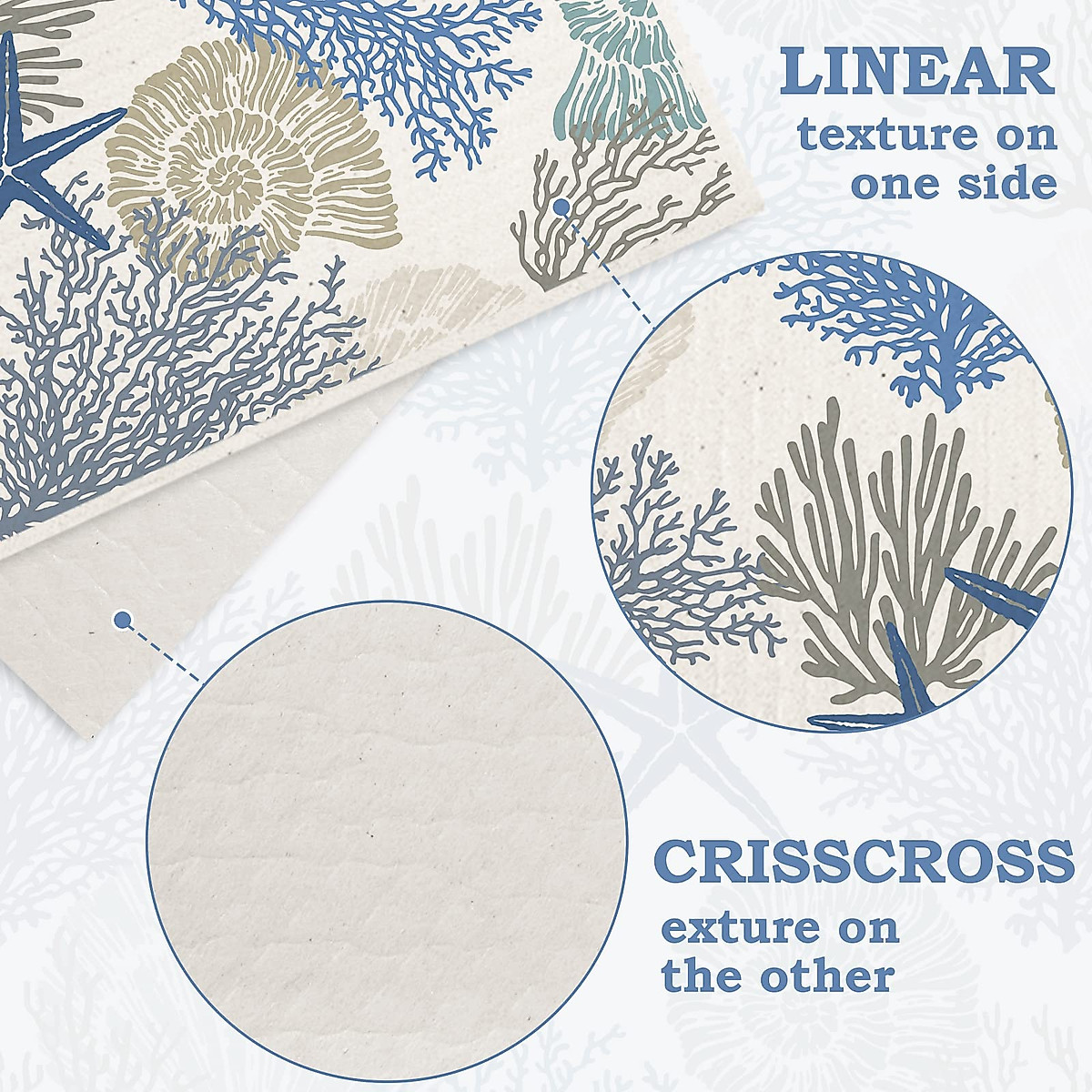 AnyDesign Ocean Swedish Kitchen Dishcloths Under The Sea Kitchen Dish Towel Reusable Seashell Starfish Coral Absorbent Cotton Dish Cloth for Summer Beach Party Cleaning Housewarming, 7 x 8, 4Pcs