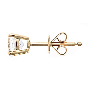 Gin & Grace 10K Yellow Gold Genuine White Topaz Diamond (I1) Stud Earring Daily Work Wear Jewelry for Women Gifts for Her