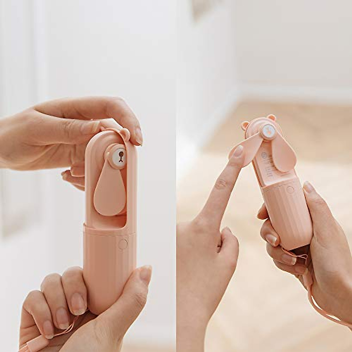 HOPEME Portable Fan, Mini Handheld Fan with 2500mAh Rechargeable Battery, USB Personal Pocket Fan 2 Speed Setting Small Folding Electric Fan for Camping and Outdoor (Pink)