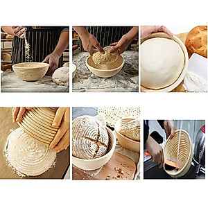 6 pack of 5 inch Sourdough Bread Bakery Basket,Round Bread Banneton Proofing Basket with Linen Liner Cloth, Brotform Dough Rising Rattan Handmade Rattan Bowl for Professional & Home Bakers