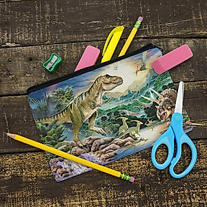 Tyranosaur T-Rex Jurassic Sunset Pencil Pen Organizer Zipper Pouch Case