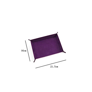 1 Piece Dice Holder Dice Pad Dice Rolling Tray PU Leather Dice Tray Rectangle Folding Dice Tray for Dice Gaming and Other Table Games, Purple