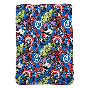 Marvel Avengers Fleece Throw Blanket - Fun Superhero Fleece Throw Blanket for Girls & Boys, Soft & Cozy Plush Lightweight Fabric Bed Cover, Cool Bedroom Decor, Kids Throw Blanket - Size 45”x 60”