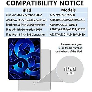 KVAGO Keyboard Case for iPad Air 5th/4th Gen 2022/2020, iPad Pro 11 inch 4th Generation 2022 / iPad Pro 11" 2021/2020/2018, Smart Trackpad, Backlight, 360° Rotatable Keyboard with Pencil Holder, Black