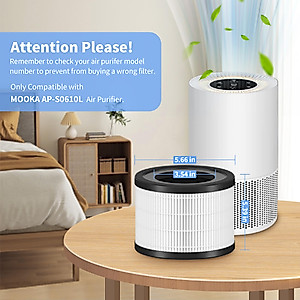 XBWW 4 Packs AP-S0610L Replacement Filters Compatible with MOOKA AP-S0610L Air Cleaner Purifier, 3-in-1 True HEPA Filter, High-Efficiency Activated Carbon Air Filter and Fine Nylon Pre-Filter