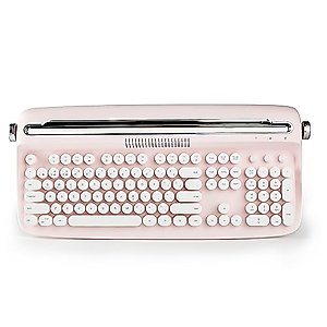 YUNZII ACTTO B503 Wireless Typewriter Keyboard, Bluetooth Connection, Cute Retro Aesthetic Design with Integrated Stand for Tablet, Phone, PC and Win/Mac/Android (B503, Baby Pink)