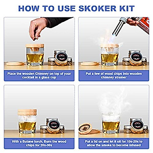 MELIHOME Cocktail Smoker Kit, Old Fashioned Drink Whiskey Wine Bourbon Smoker Kit, 8 Different Wood Chips Smokers Infuser Kit