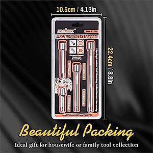 1/4" Socket Extension Set - 4PCS Drive Socket Quarter Inch Extension Bar Set 2" / 50mm, 3" / 75mm, 4" / 100mm, 6" / 150mm CR-V Durable Material