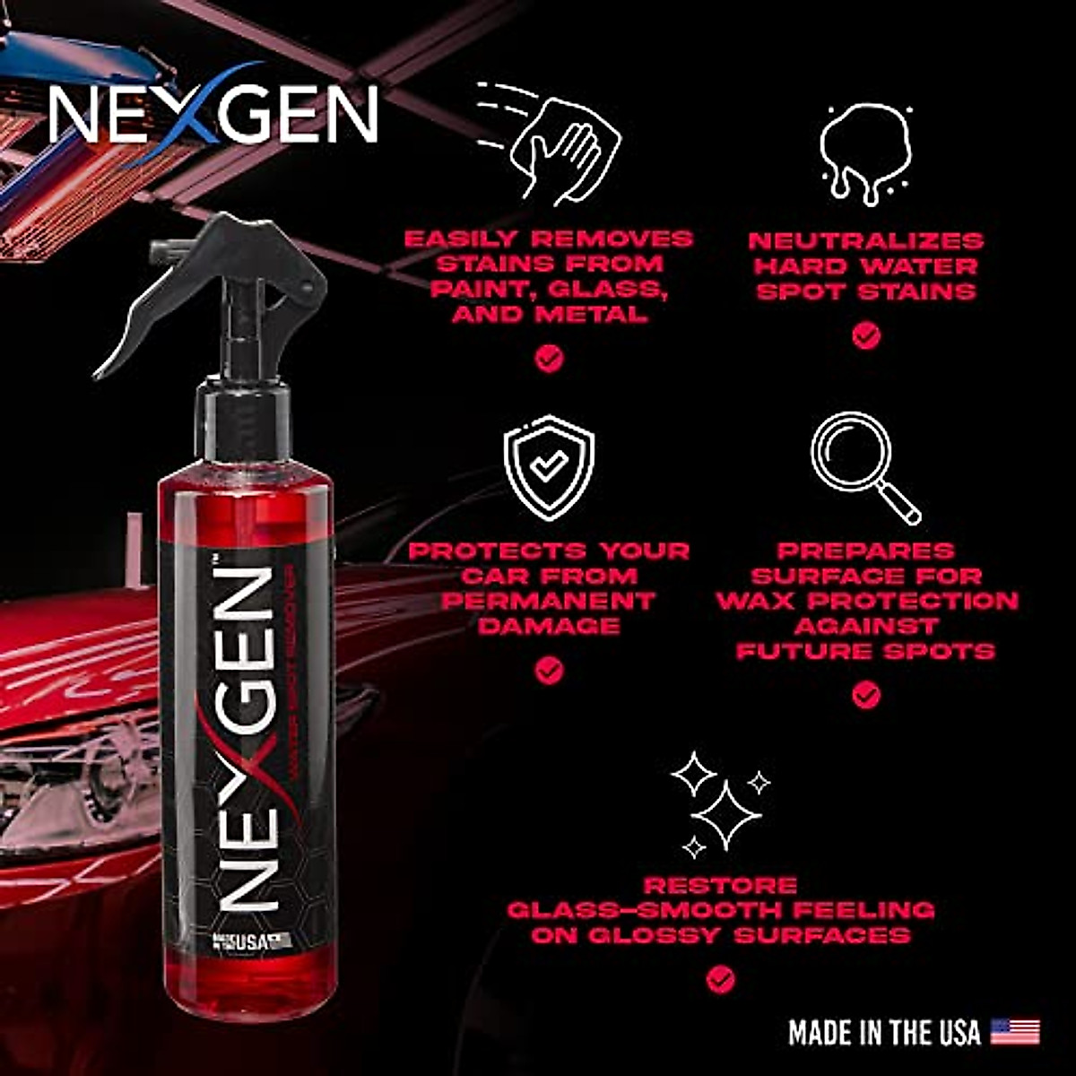 Nexgen Water Spot Remover — Hard Water Stain Remover — Remove Water Spots from Paint, Glass, and Metal - 8 oz