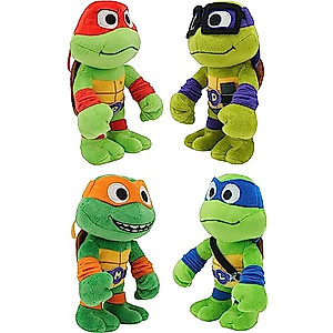 Teenage Mutant Ninja Turtles: Mutant Mayhem Plush Toys 4 Pack of 8 Inch Leonardo, Michelangelo, Raphael and Donatello, TMNT Movie