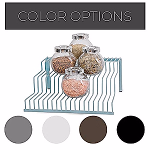 Smart Design Heavy Duty 3-Tier Spice Rack Shelf Organizer - Steel Metal Wire - Cupboard, Jars, Can, Cabinet and Pantry Storage Organization - Kitchen 10.25 x 4.25 Inch - Light Blue