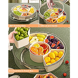 Unngeigei Rotating Divided Serving Tray with Lid and Handle