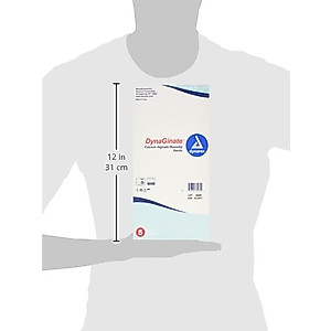 Dynarex DynaGinate Calcium Alginate Wound Dressing - Sterile, Non-Stick Topical Wound Pads - Absorbent Gel Patches For Moderate To High Exuding Cuts - 4"x 8", Box of 5