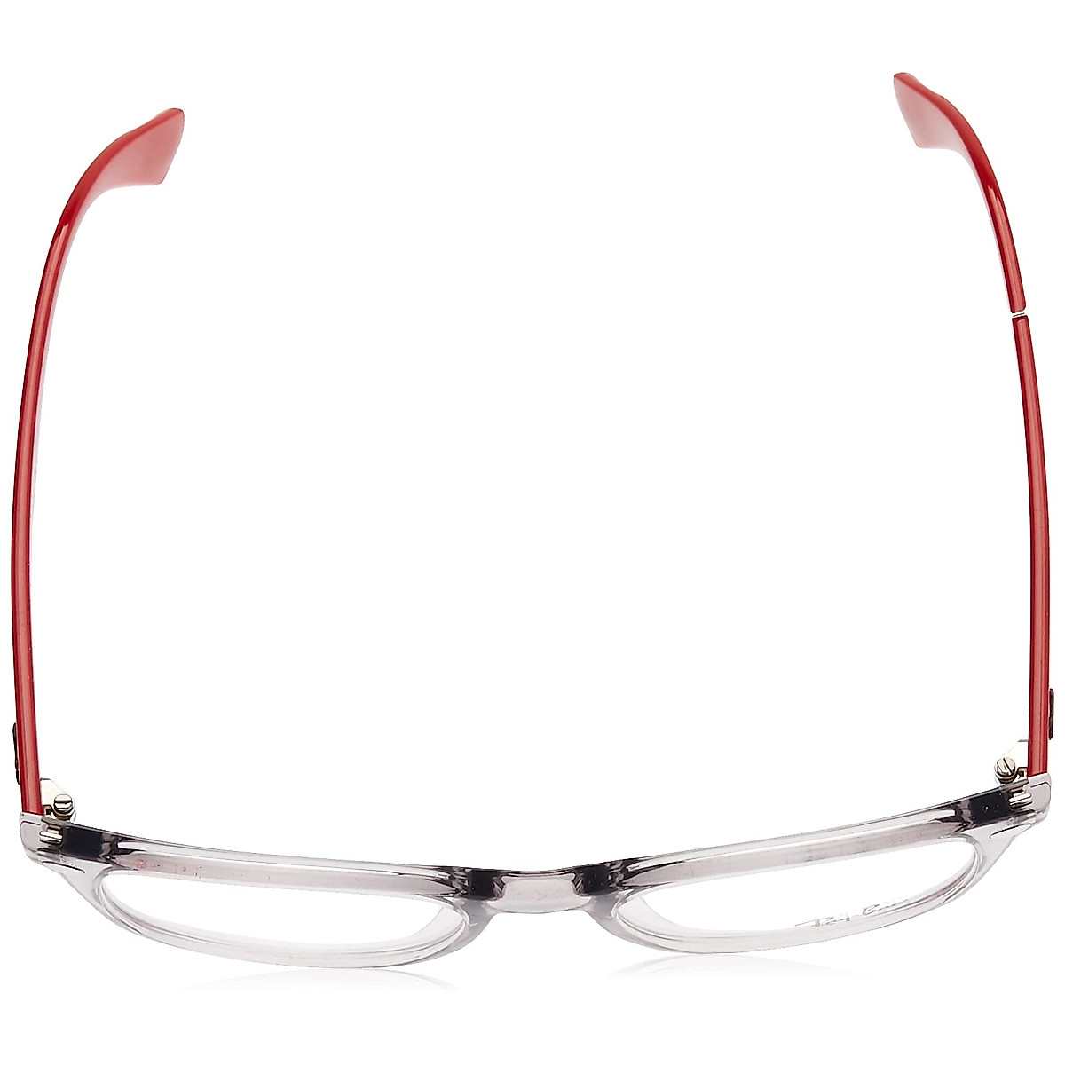 Ray-Ban Junior Kids' RY1601 Square Prescription Eyeglass Frames, Transparent Grey on Red/Demo Lens, 48 mm