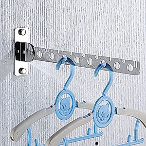 Stainless Steel Wall Mounted Clothes Hanger Clothes Rack Warrobe Organizer Drying Rack Clothes Hanger(8 Holes)