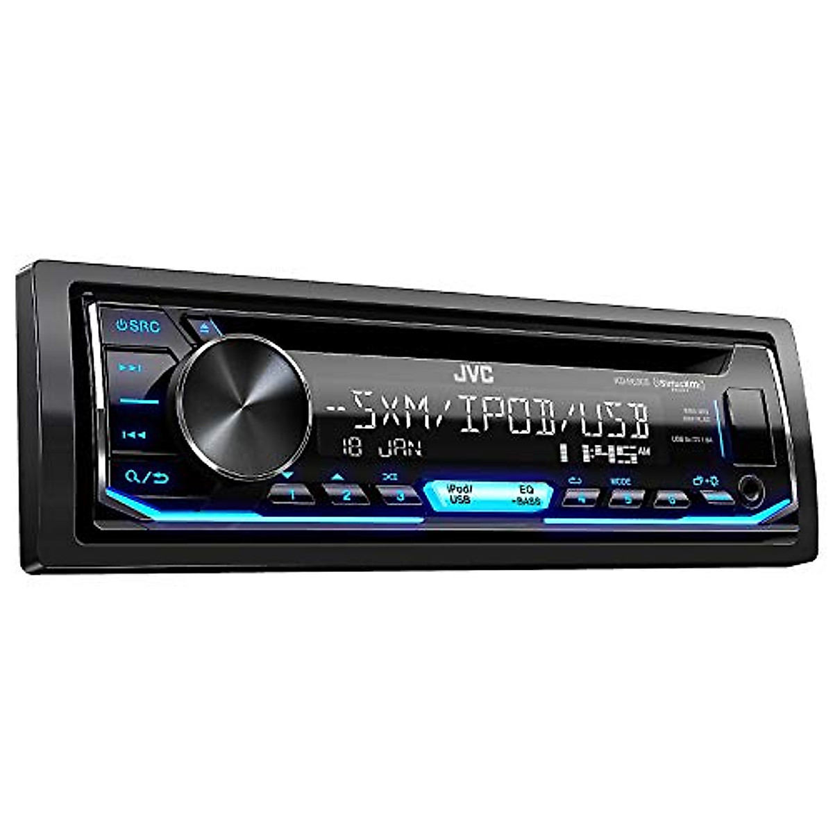 JVC KD-R690S Single DIN in-Dash CD/AM/FM Car Stereo Receiver Bundle Combo with Install Dash Kit + Handle Bar Control + Enrock Antenna for 98 2013 Harley Touring Flht Flhx Flhtc Motorcycle Bike