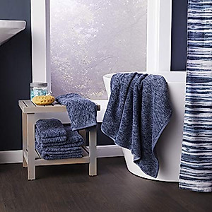 SKL Home Vern Yip Shibori Stripe Shower Curtain, Navy